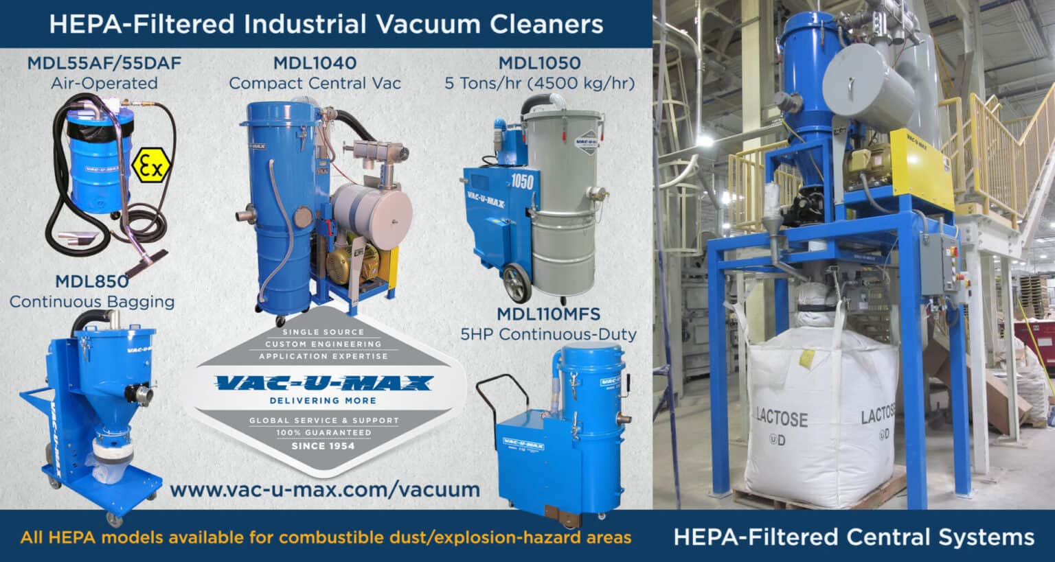 HEPA-Filtered Industrial Vacuum Cleaners from VAC-U-MAX